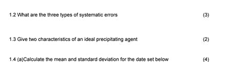 solved 1 2 ﻿what are the three types of systematic errors1 3