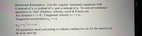 Solved Rotational Kinematics Use The Regular Kinematic Chegg
