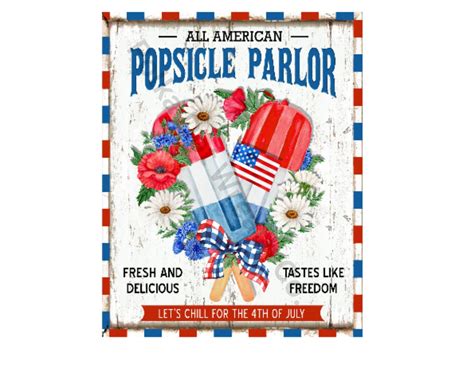 Patriotic Popsicle Sign Patriotic Wreath Attachment Primitive Signs