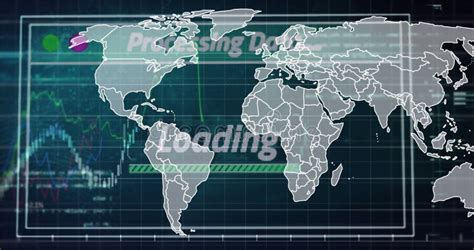 animation of map moving over digital screen with progressing data and