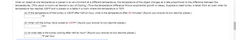 solved when an object at one temperature is placed in an