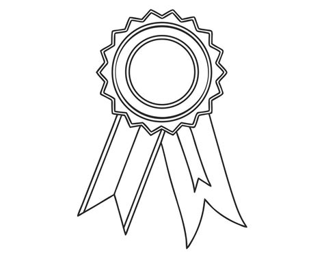 Outline Illustration Of Award Rosette With Ribbons Graphic Template
