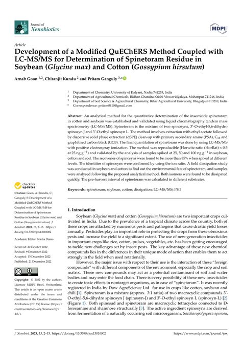 Pdf Development Of A Modified Quechers Method Coupled With Lc Ms Ms