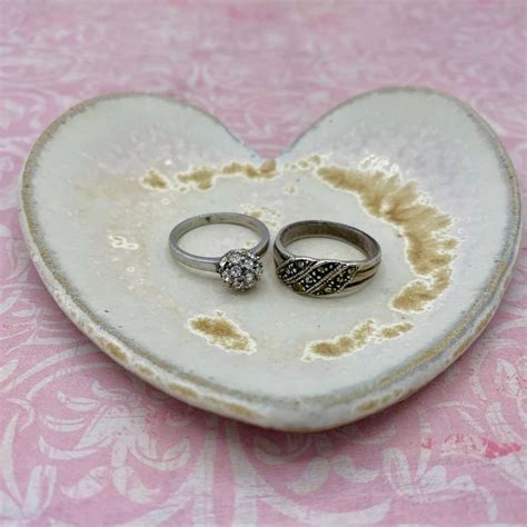 Caramel Heart Ring Dish Handmade Stoneware Pottery T Etsy