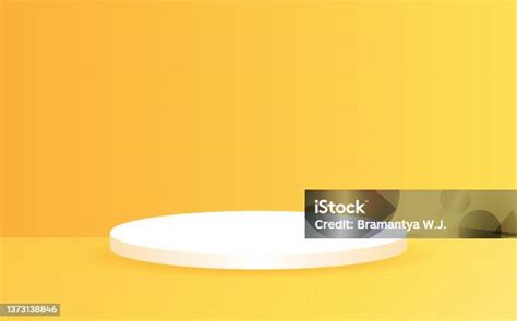 현대식 객실 옐로우 포디움 스탠드 배경과 조명 조명 스타일 표시 또는 프리젠 테이션 개념 빈 카운터 선반 및 제품 배경 0명에 대한 스톡 벡터 아트 및 기타 이미지 Istock