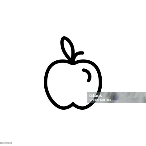 잎 선 아이콘 애플 윤곽 벡터 기호 흰색 배경에 고립 된 선형 스타일 픽토그램 과일 개념 기호 로고 일러스트레이션 편집 가능한 스트로크 벡터 Eps 10 Generic에