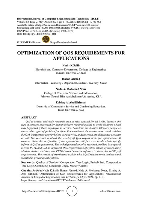 Pdf Optimization Of Qos Requirements For Applications