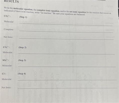solved write the molecular equation the complete ionic