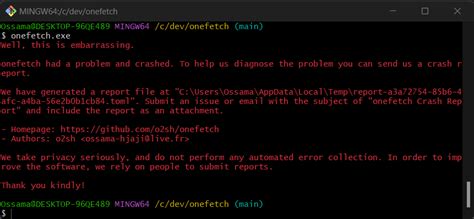 use `human panic` · issue 887 · o2sh onefetch · github