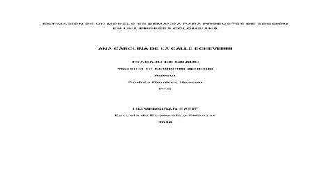 Pdf Estimación De Un Modelo De Demanda Para Productos De