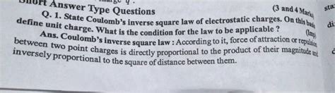 Q State Coulombs Inverse Square Law Of Electrostatic Charges On Thishe