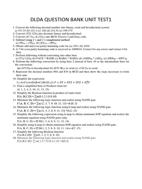 Dlda Question Bank Unit Test1 Pdf