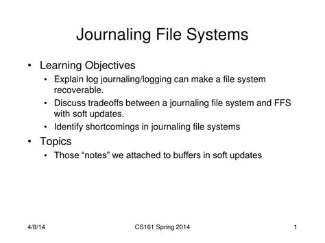 Ppt Journaling File Systems Powerpoint Presentation Free Download Id 4839411