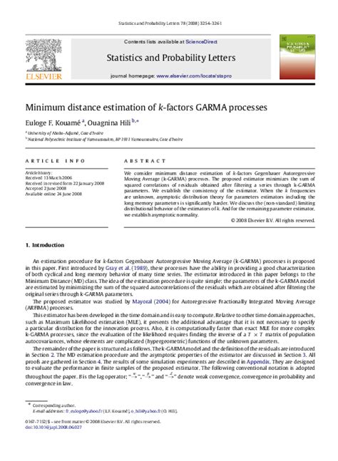 pdf minimum distance estimation of k factors garma processes