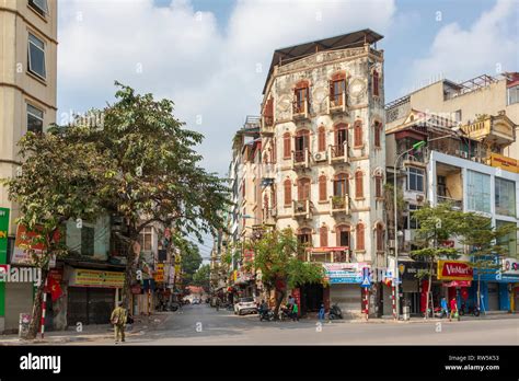 Traditional French Architecture In The Old Quarter Hanoi Vietnam
