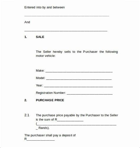 Agreement Sample Letter For Selling A Car
