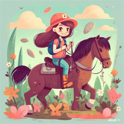Young Girl Training Horse Riding Stock Illustrations 262 Young Girl