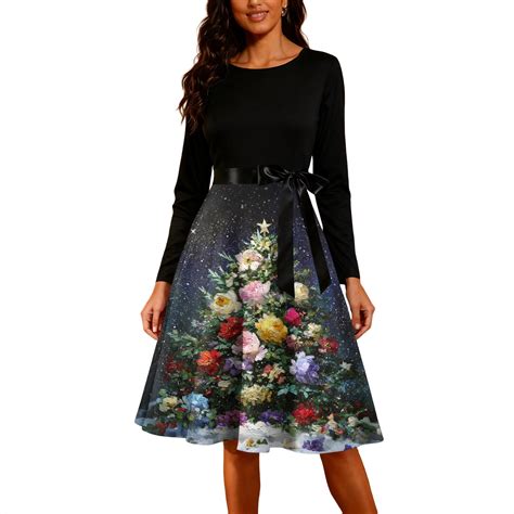 Christmas Dresses For Women Womens Fashion Round Casual Slim Fit