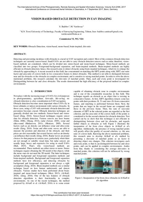 Pdf Vision Based Obstacle Detection In Uav Imaging