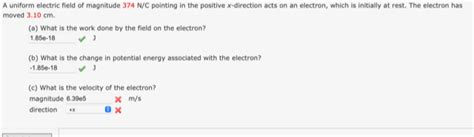 Solved A Uniform Electric Field Of Magnitude 374nc ﻿pointing