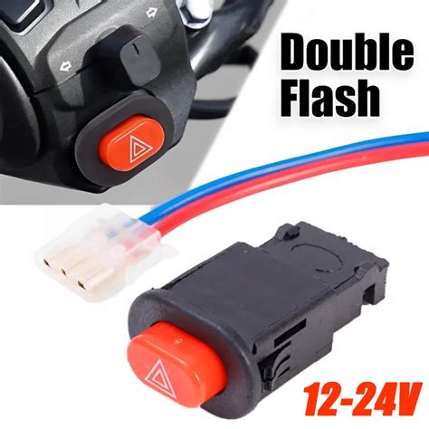 Motorcycle Dual Flashing Switch Emergency Signal Lamp Button Flash