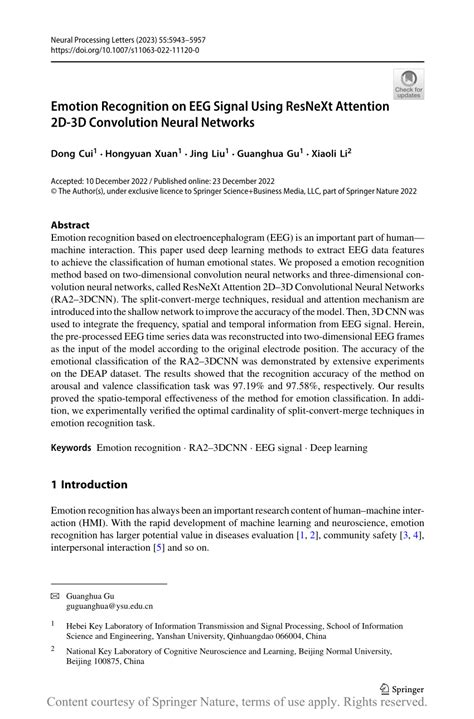 Emotion Recognition On Eeg Signal Using Resnext Attention 2d 3d