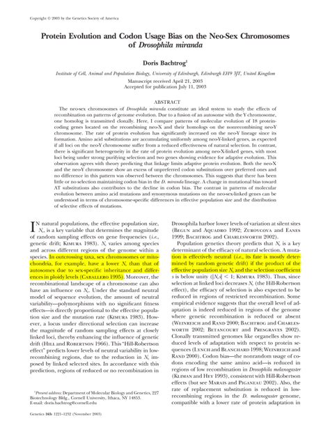 Fillable Online Protein Evolution And Codon Usage Bias On The Neo Sex