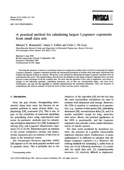 A Practical Method For Calculating Largest Lyapunov Exponents