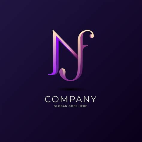 그라데이션 Nf 또는 Fn 로고 템플릿 무료 벡터