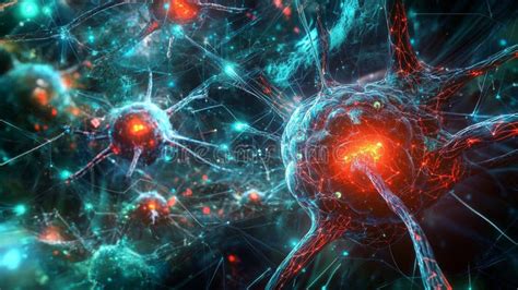 Glowing Neural Network Defending Virtual Infrastructure Concept Stock Illustration