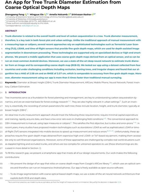 An App For Tree Trunk Diameter Estimation From Coarse Optical Depth Maps Earth And