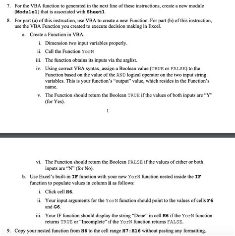 Solved 7 For The VBA Function To Generated In The Next Line Chegg Com