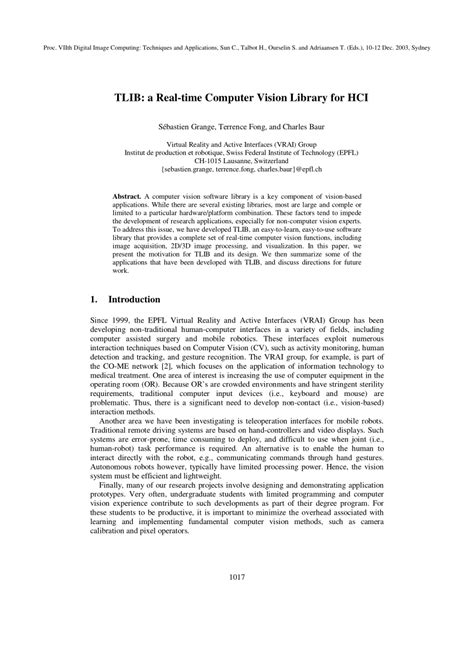 pdf tlib a real time computer vision library