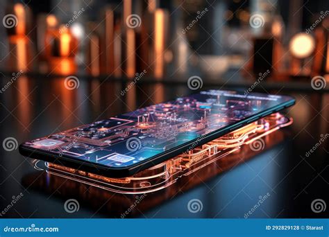 Futuristic Smartphone Of The Future With Augmented Reality Microchips Microprocessors