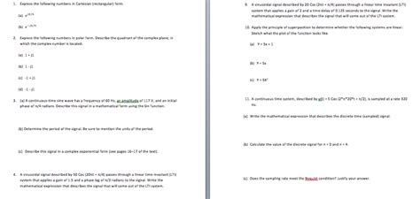 solved 1 express the following numbers in cartesian