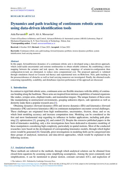 Pdf Dynamics And Path Tracking Of Continuum Robotic Arms Using Data