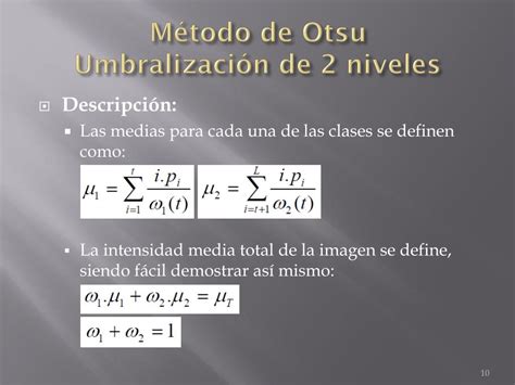 Ppt MÉtodo De Otsu Segmentación Por Umbralización Powerpoint