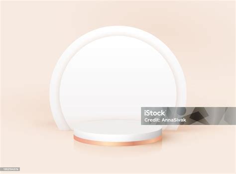 아르 데코 아크와 현대 3d 연단 제품 화장품 패션 스튜디오 디스플레이를위한 최소한의 벡터 받침대 플랫폼 지명 상 스탠드 모형