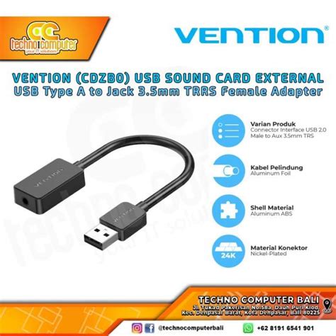 Jual Vention Usb Sound Card External Usb A To Jack Mm Trrs Female Cdz Di Seller Sweet Shop