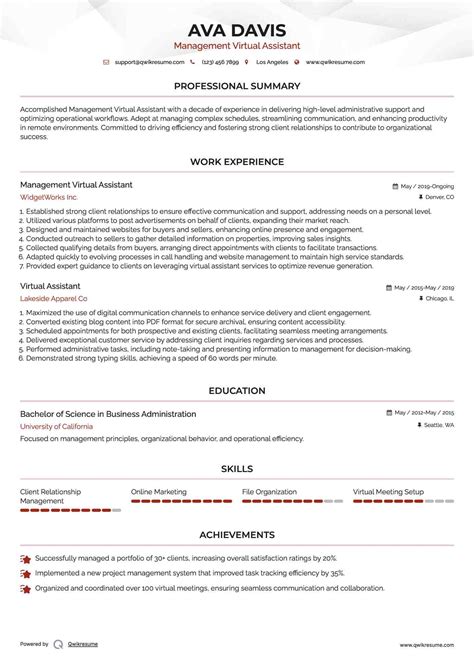 10 Virtual Assistant Resume Samples And Templates For 2025