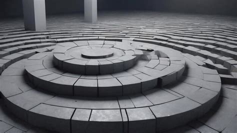 Premium Ai Image Circular Collapsing Gray Brick Floor 3d Rendering