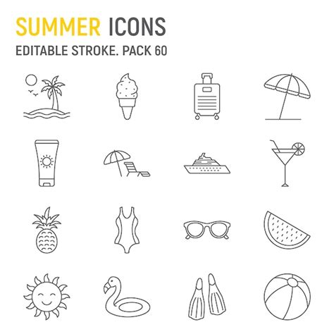 Premium Vector Summer Line Icon Set