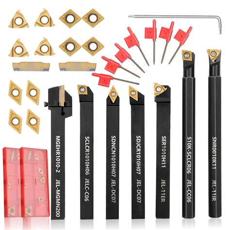 Joogto Indexable Lathe Turning Tool 21pcs Kit 38 10mm Shank 7pcs Metal Lathe Tools Holder Set
