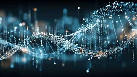 digital representation of dna helix created with luminous lights and