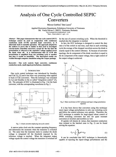 pdf analysis of one cycle controlled sepic converters