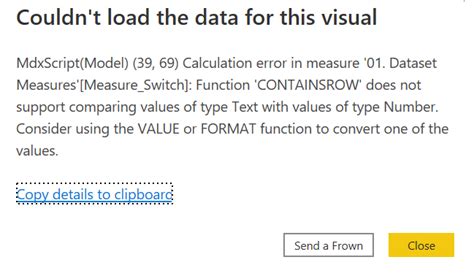 solved dax measure error need to add values or format to