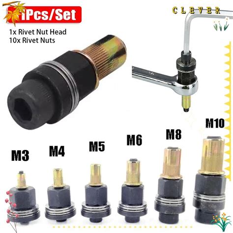 Cleverhd 11pcs Set Hand Rivet Nut For Rivet Nut Torch M3 M4 M5 M6 M8