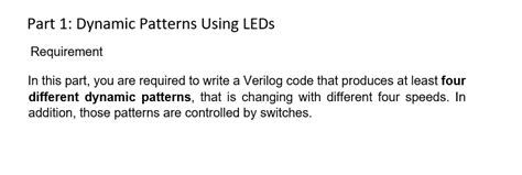 part 1 dynamic patterns using leds requirement in