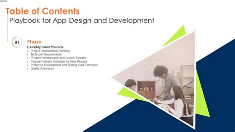 Playbook For App Design And Development Table Of Contents Presentation Graphics Presentation