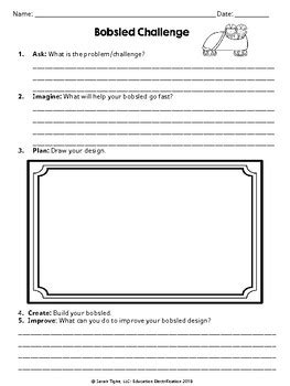 Winter Games Bobsled Stem Challenge By Sarah Tighe TpT